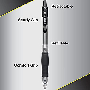 PILOT G2 Premium Refillable & Retractable Rolling Ball Gel Pens, Ultra Fine Point, Black Ink, 4-Pack (31275)