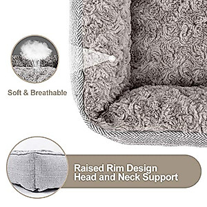 FURTIME Durable Dog Bed for Large Medium Small Dogs Soft Washable Pet Bed Orthopedic Dog Sofa Bed Breathable Rectangle Sleeping Bed Anti-Slip Bottom(25'', Grey)