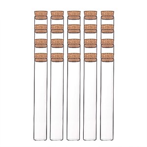 JODIO Glass Test Tubes,18PCS 60ml Clear Flat Test Tubes with Corks Stopper,for Scientific Experiments, Party Decorations, Candy Storage,as Bath Salt Containers(25x150mm)