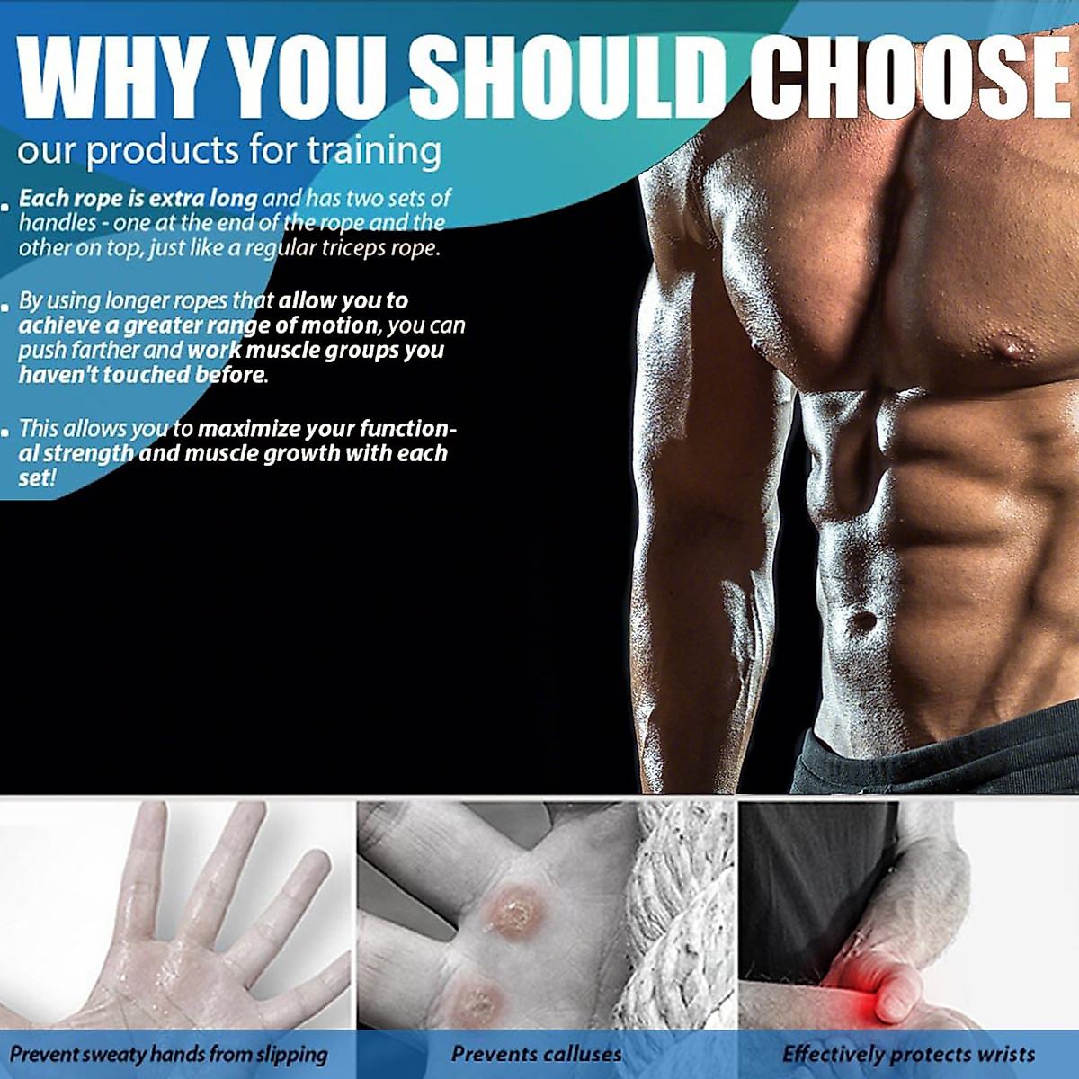 MANUEKLEAR Tricep Rope Cable Attachment Handles, Greater Range of Motion, Tricep Pull Down Rope for Push Downs, Crunches, Facepulls for Professional Gym (Pink)