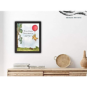 HerZii Prints Classic Winnie The Pooh Wall Art Decorations Set of 6 8x10 inch - Nursery Playroom Home Decor - Baby Shower Decorations