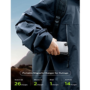 LISEN Portable Charger iPhone Power Bank for Magsafe Battery Pack, 10000mah Power Bank Fast Charging 22.5W Built-in Cable for Magsafe Portable Charger Fits iPhone 15 Pro Max Plus 14 13 12 Apple Watch