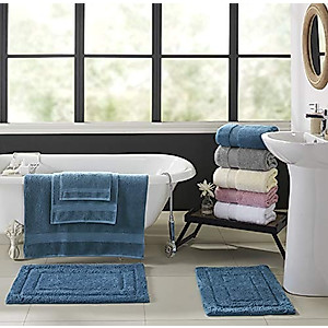 The Luxury Towel Company Cotton Bathroom Rugs Set, 2 pc (20"x30" and 17"x24") - Soft Plush 2800 GSM, Super Thick and Absorbent - Matches Our 804 GSM and 703 GSM Bathroom Towels Set (Mauve)