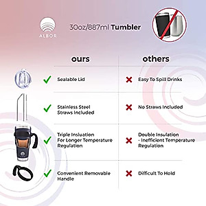 ALBOR 30 oz Insulated Coffee Tumbler With Lid and Straw, Insulated Water Bottle, Stainless Steel Tumbler, Leak Proof Water Bottle, Travel Coffee Mug (Gray, 30 oz)