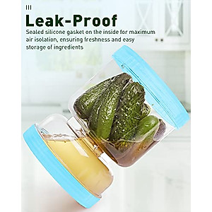 AIxibu Pickle Jar with Strainer Flip -2pcs (White+Blue)