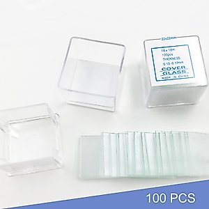 Pre-Cleaned Blank Microscope Slides Kit丨50PCS Ground Edge Glass Microscope Slides and 100PCS Square Cover Glass Slips Coverslips Set for Lab Science