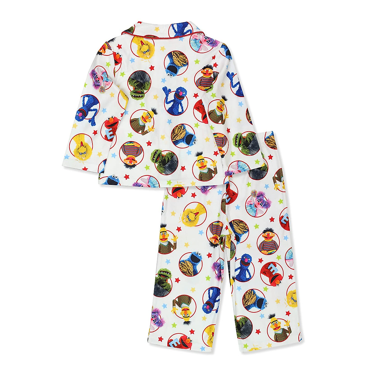 Sesame Street Elmo Toddler Coat Style Pajamas Set (2T, White)