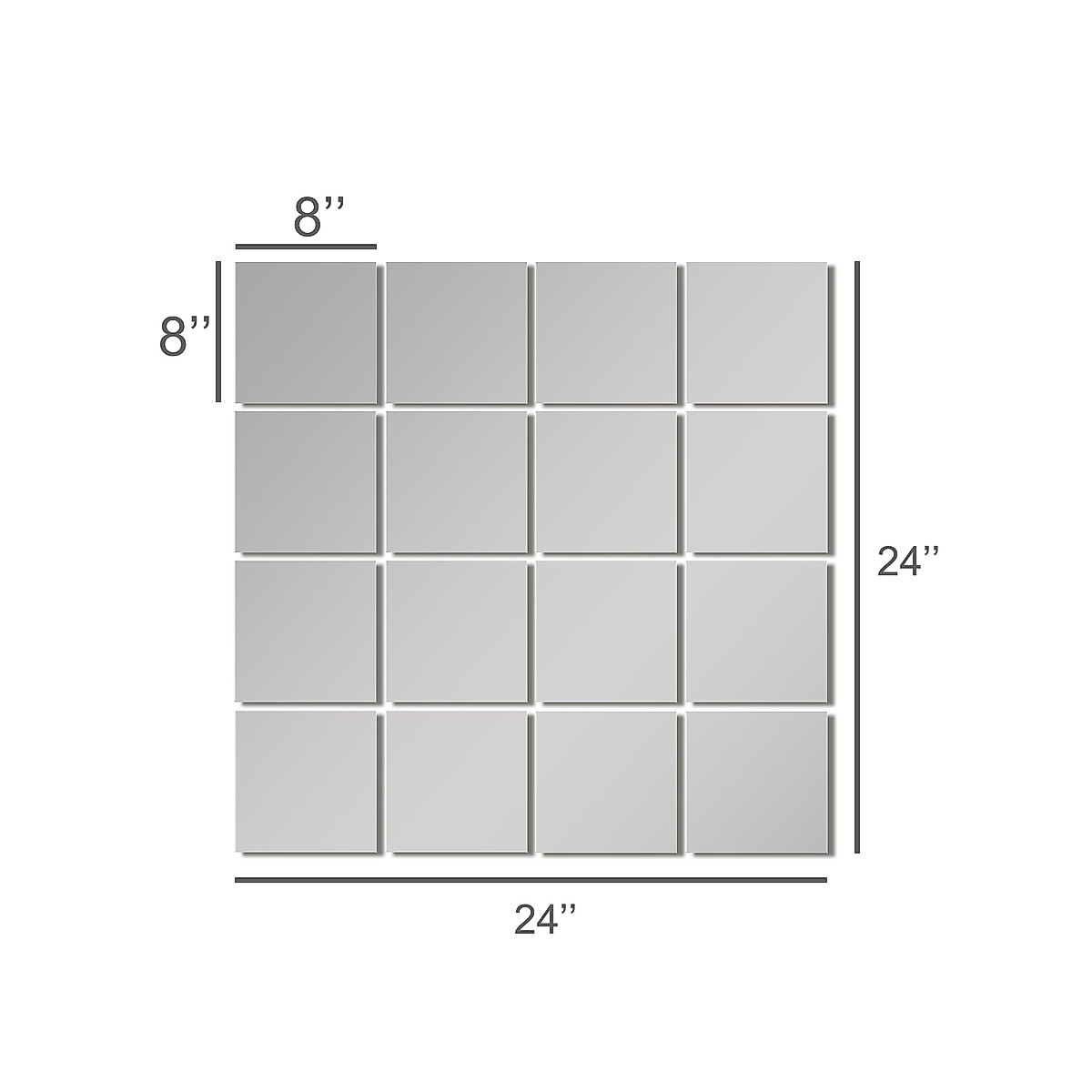 Delma Glass Full Length Wall Mirror Tiles, 14'' x 12'' x 4PCS, Frameless Full Body Mirror Tiles for Bedroom, Full Length Mirror Wall Mounted for Home Gym, Door (Glass - 14'' x 12'' - 4PCS)