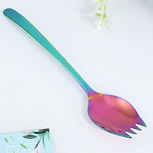 DOITOOL 304 Stainless Steel Spoon Sporks Stainless Steel Snacks Forks Metal Sporks Tasting Forks Bento Forks Soup Spoons Stainless Steel Appetizer Serving Spoons Heavy Salad Tablespoon