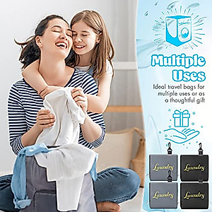 4 Pcs Travel Laundry Bag, Large Dirty Laundry Clothes Bag with Hook and Drawstring for Traveling Suitcase, Expandable and Portable Dirty Clothes Storage Bag for Travel, Camping, Gym, Dorm (Black&Grey)