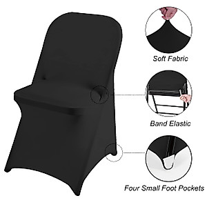 magalo 12 Pack Black Spandex Folding Waterproof Chair Cover, Stretch Chair Cover Protector for Wedding, Party, Dining Banquet and Other Special Events