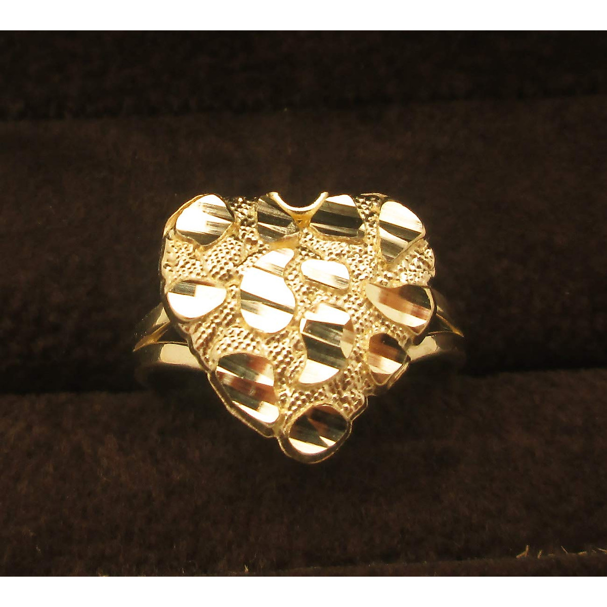 10k Gold Solid Nugget Ring Gold Heart Ring