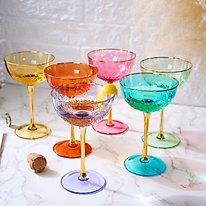 Vintage Art Deco Coupe for Champagne, Martini, Cocktails | Set of 6 | 7 oz Classic Cocktail Glassware - Manhattan, Cosmopolitan, Sidecar, Crystal Speakeasy Style Saucer Goblets Coupes with Stems