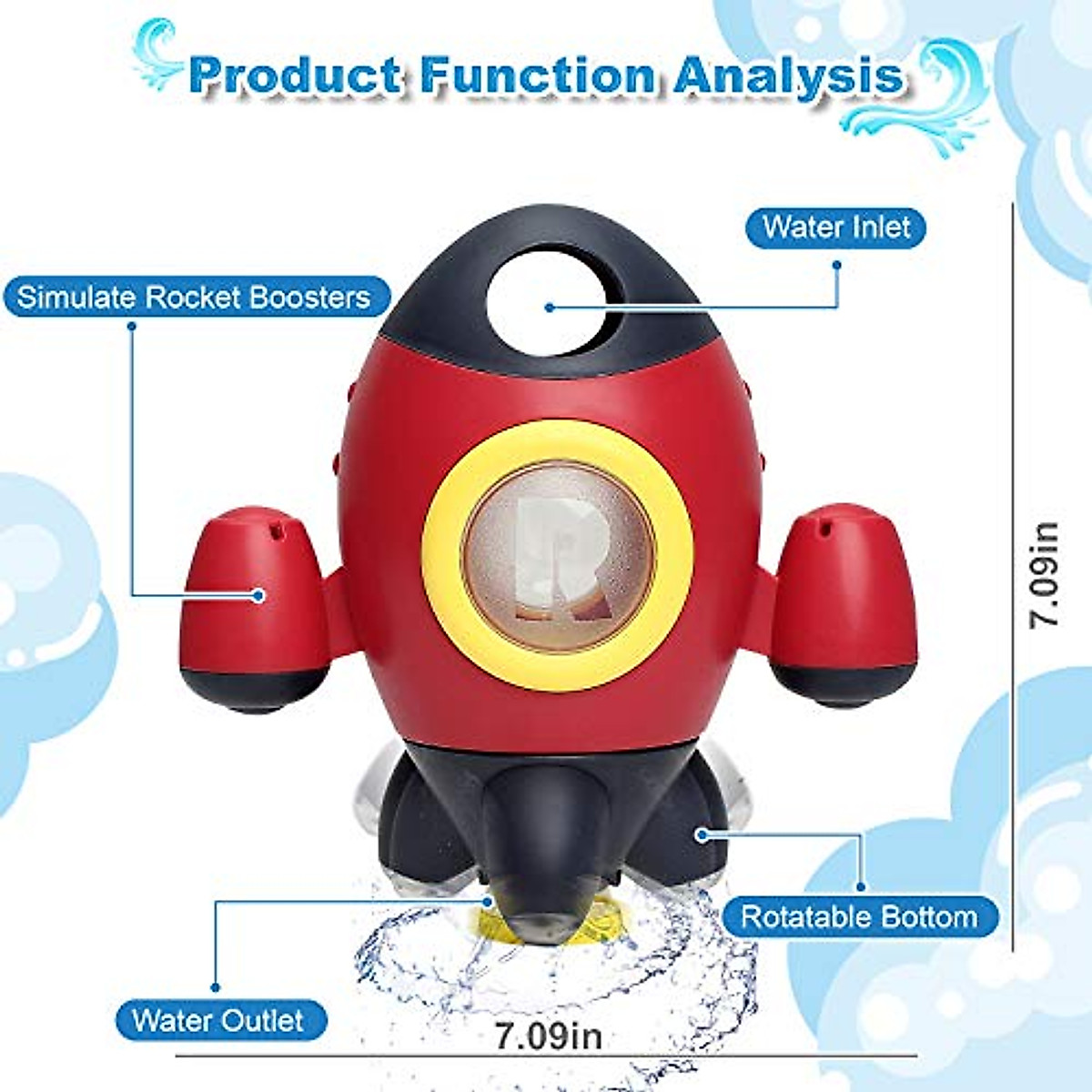 Sitodier Bath Toys | Bath Toys for Toddlers 1-3 Years Old | Space Spray Water with Rotatable Fountain Shower Bathtub Toys | Baby Shower Bath Toys for Toddlers Boys Girls 1 2 3 4 Years