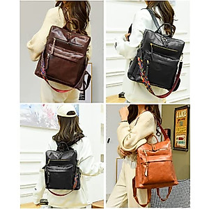 Logbagpa women Fashion backpack Purses PU Leather Anti Theft Large Ladies Handbags and Shoulder Travel Bags (3-BLACK)