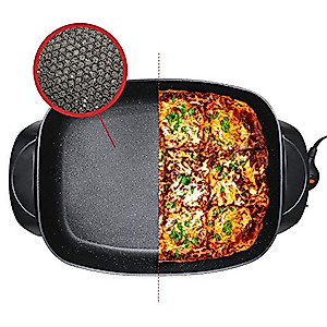 Elite Gourmet EG-6203# Extra Deep 16"x13"x3.2" (10.5Qt.) Scratch Resistant, Easy Pour Spout Dishwasher Safe, Non-stick Electric Skillet with Glass Vented Lid, Adjustable Temperature, Black
