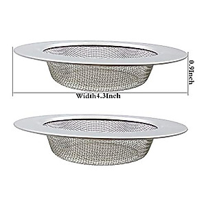 2 PCS Stainless Steel Kitchen Sink Strainers,Large Wide Rim 4.3" Diameter,Rust-Free,Perfect for Garbage Disposals Prevent Food Clogging Your Sink Fine Mesh