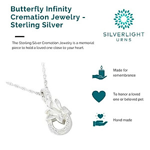 Butterfly Infinity Cremation Jewelry Pendant and Necklace for Ashes, Sterling Silver, Cremation Jewelry for Ashes