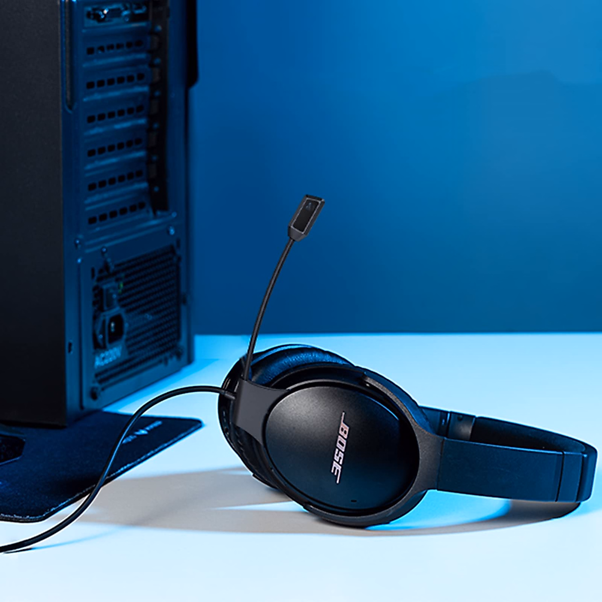 Auhsuxo QC35 Boom Mic Cable Boom Gaming Microphone Headphone Replacement Cable with Mute Switch Mic Compatible with Bose QuietComfort 35 QC35 QC35II, for PS4, Xbox One, PS5