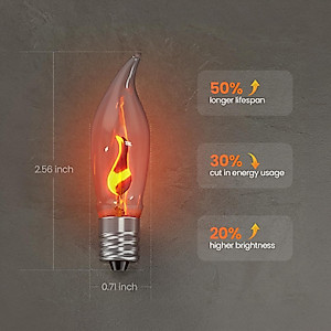 Hompavo Upgraded Flame Light Bulbs, E12 Chandelier Base Candle Flickering Fire Light Bulb for Halloween Christmas Party Porch Indoor & Outdoor Home Decoration - 12 Pack
