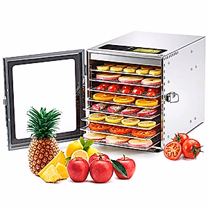 COLZER Food Dehydrator Machine(67 Free Recipes) 8 Stainless Steel Trays Adjustable Thermostat Digital Food Dehydrator for Beef, Jerky, Fruit, Dog Treats, Herbs