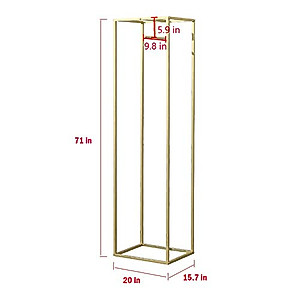 FURVOKIA Modern Clothes Retail Heavy Duty Garment Racks,Metal Clothing Store Hanger Storage Shelves,Floor-Standing Display Rack (Gold Square Tube, 71" H)