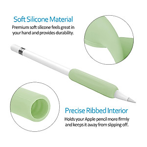 KELIFANG Silicone Ergonomic Grip Holder 3 Pack Compatible with Apple Pencil 1st, 2nd Generation & Pencil (USB-C), Apple Pencil Pro 2024, Protective Sleeve Cover Case Accessories(Pink, White, Green)