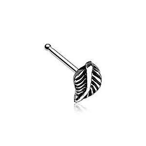 WildKlass Jewelry Vintage Leaf Icon Nose Stud Ring 316L Surgical Steel