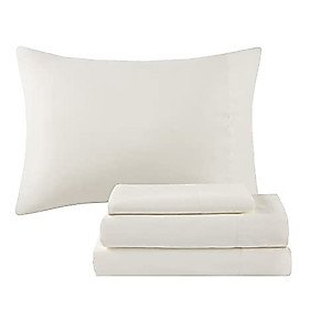 Madison Park Essentials Jelena Room in A Bag Faux Silk Comforter Classic Luxe All Season Down Alternative Bedding, Matching Bedskirt, Curtains, Decorative Pillows, Queen(90"x90"), Seafoam 24 Piece