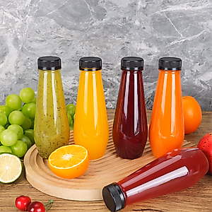 Moretoes 20pcs 12oz Plastic Bottles with Caps Empty Juice Containers with Lids, Clear Bulk Beverage Containers for Drinking Milk Smoothies and Other Beverages