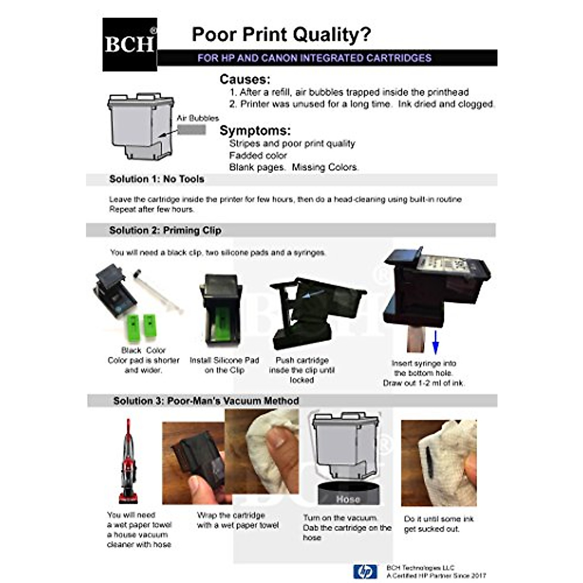 BCH Ink Refill Kit for PG-260 CL-261 TS5320 / PG-240 CL-241 Inkjet Printer Cartridges - First-Timer Kit with Tools - EZ30-T