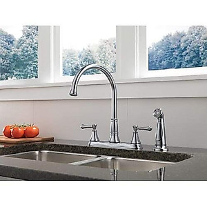 DELTA FAUCET 2497LF-PN Two Handle Kitchen Faucet with Spray, Polished Nickel