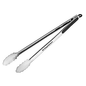 BBQ Tongs for Grilling, 17" Long Kitchen Cooking Stainless Steel Heavy Duty Locking Grill Tongs with Soft Grip Silicone Handle