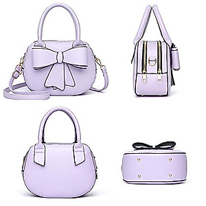 Girls Bowknot Handbag Purse Cute Leather Mini Shoulder Bag for Women Top-handle Totes Satchel (Pink)