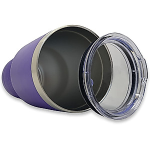 LaserGram 30oz Vacuum Insulated Tumbler Mug, Barber Shop Pole, Personalized Engraving Included (Dark Purple)