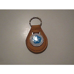 NEWPORT NEW YORKER 300 LEBARON LHS LASER WHITE LOGO LEATHER KEYCHAIN - ORANGE
