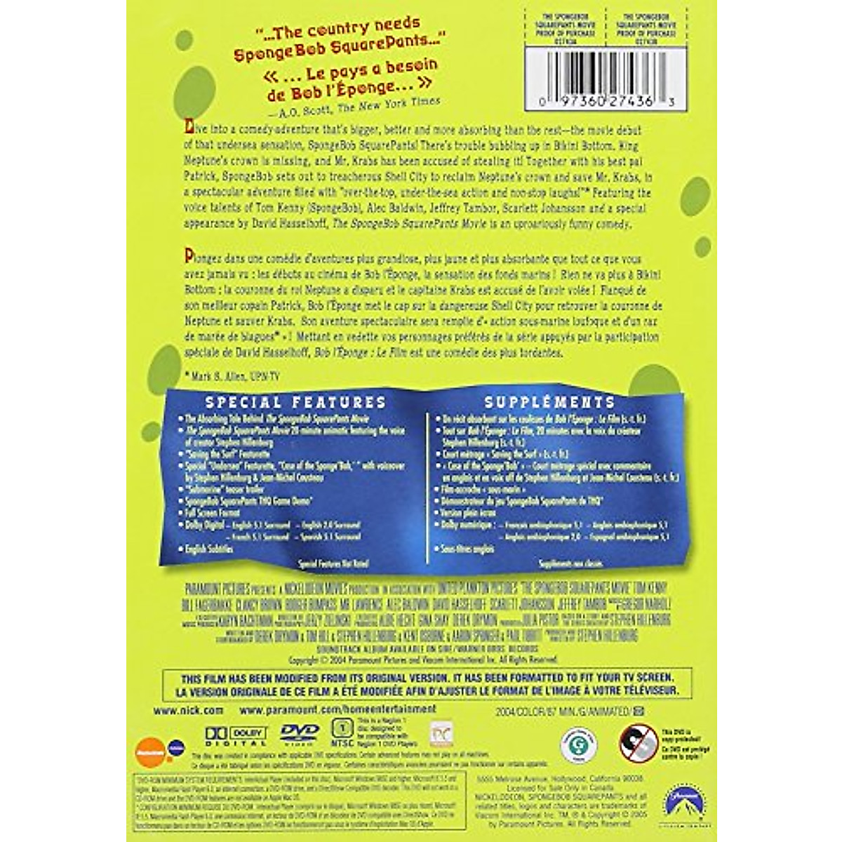 SpongeBob SquarePants The Movie (Full Screen Collection)