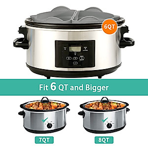 Goldenfox Silicone Liners Fit for Crock Pot/Slow Cookers 6-8 Quart,Reusable Silicone Divider Insert/Slow Cooker Liners Fit for Crock Pot,Leak-proof,Dishwasher Safe(Black,2pcs)