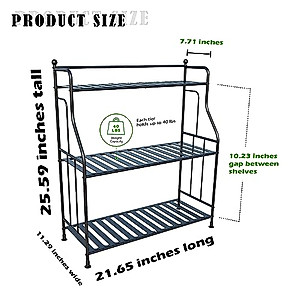 YisanCrafts 3-Tier Shoe Rack for Closet Metal Shoe Organizer for Entryway, Extra Large Capacity Wide Shoe Storage Shelf with Sturdy Wire Grid for Closet Floor, Bedroom, Iron Plate Black