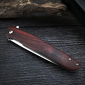HUAAO 8.5’’ Folding Knife, Pocket Knife with Clip, Liner Lock, Flipper Open, for Hunting Survival Hiking Camping