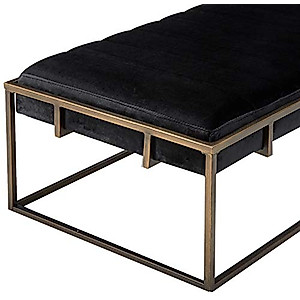 Christopher Knight Home Vassy Modern Velvet Ottoman Bench with Brass Finish, Black