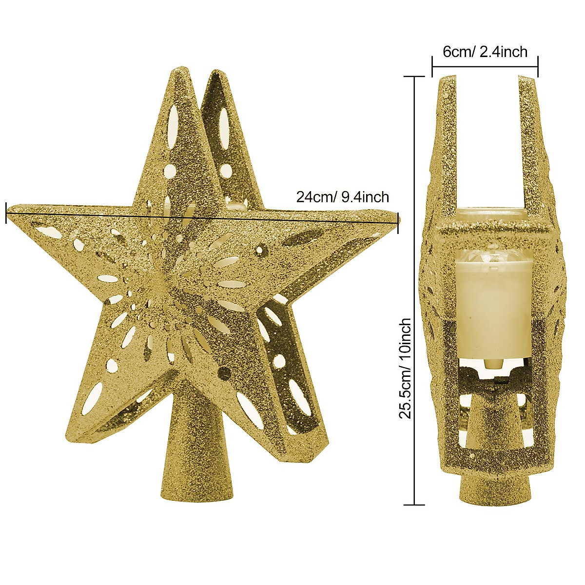 YOCUBY Star Christmas Tree Topper Lighted with Built-in Rotating Magic Ball, Christmas Decoration, LED Treetop Projector for Crown Christmas Tree, Xmas/Holiday/Winter Home Wonderland Party Ornament