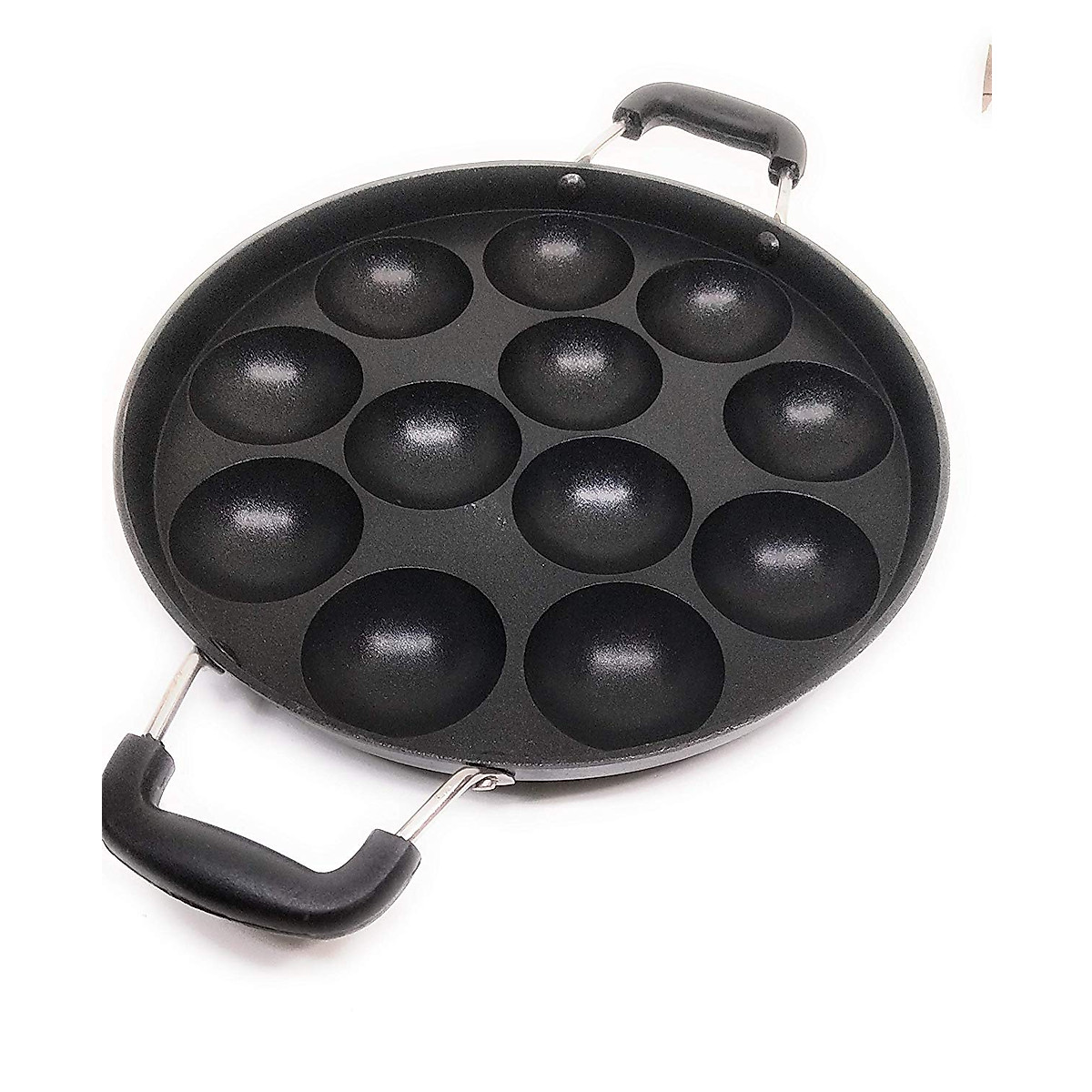 G&D 12 Pit Appam Maker Stainless Steel Lid Paniyaram Pan Appam Patra Paniyarakkal Tawa Nonstick Appam Baking Tray Takoyaki Pan Aebleskiver / Ebelskiver Pan