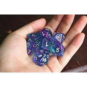 DND Dice Set-Blue Mix Purple RPG Dice for D&D Dungeons and Dragons Role Playing Game Polyhedral Transparent Swirl Dice