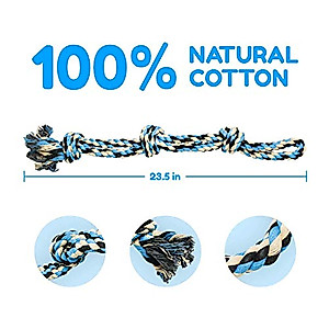 XL Dog Rope Toy For Aggressive Chewers - Benefits Non-Profit Dog Rescue - Extra Large Dog Rope Toy For Large Dogs - Large Dog Tug Of War Toy - Nearly Indestructible Toys (Blue)