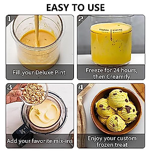 BBAUER Ice Cream Pints Containers 4 Pack for Ninja Creami Pints and Lids,16oz Cup Compatible with NC301 NC300 NC299AMZ Series Ice Cream Maker,Reusable,4 PC Ice Cream Spoons,Pink/Green/Grey/Blue