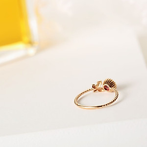 Carleen 18K Solid Rose Gold Round Pink Tourmaline Ring Dainty Fine Jewelry Butterfly Rings for Women (7)