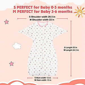 2 Pack Transition Swaddle with 2 Way Zipper, 100% Cotton Baby Swaddle Arms in/Out Arms Free Design Transitional Swaddle, Arms Up Sleeping Sack Baby Sleep Sack (Strawberry & Flower, Medium 3-6 Months)