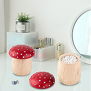 dgudgu 2 Pack Qtip Holder Mushroom Cotton Ball Holder Cotton Swab Holder Qtip Dispenser Bathroom Cotton Ball And Qtip Organizer Cotton Ball Container