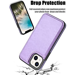 MMHUO for iPhone 13 Case Wallet Magnetic Back Flip Case for iPhone 13 Case for Women Girls with Card Holder Protective Case Phone Case for iPhone 13 6.1 Inches (2021),Purple